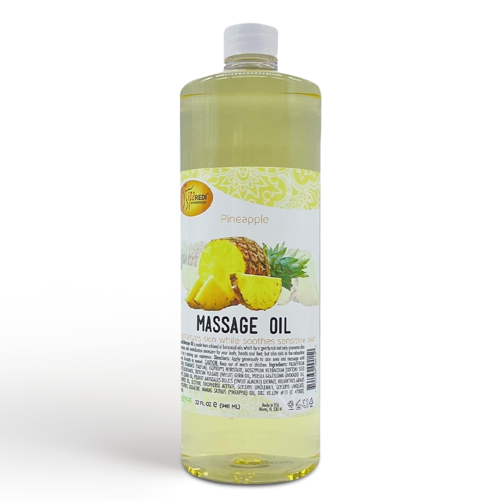 SPA REDI - Massage Oil, Pineapple, 32 Oz - Professional Full Body Massage Therapy, Manicure ...