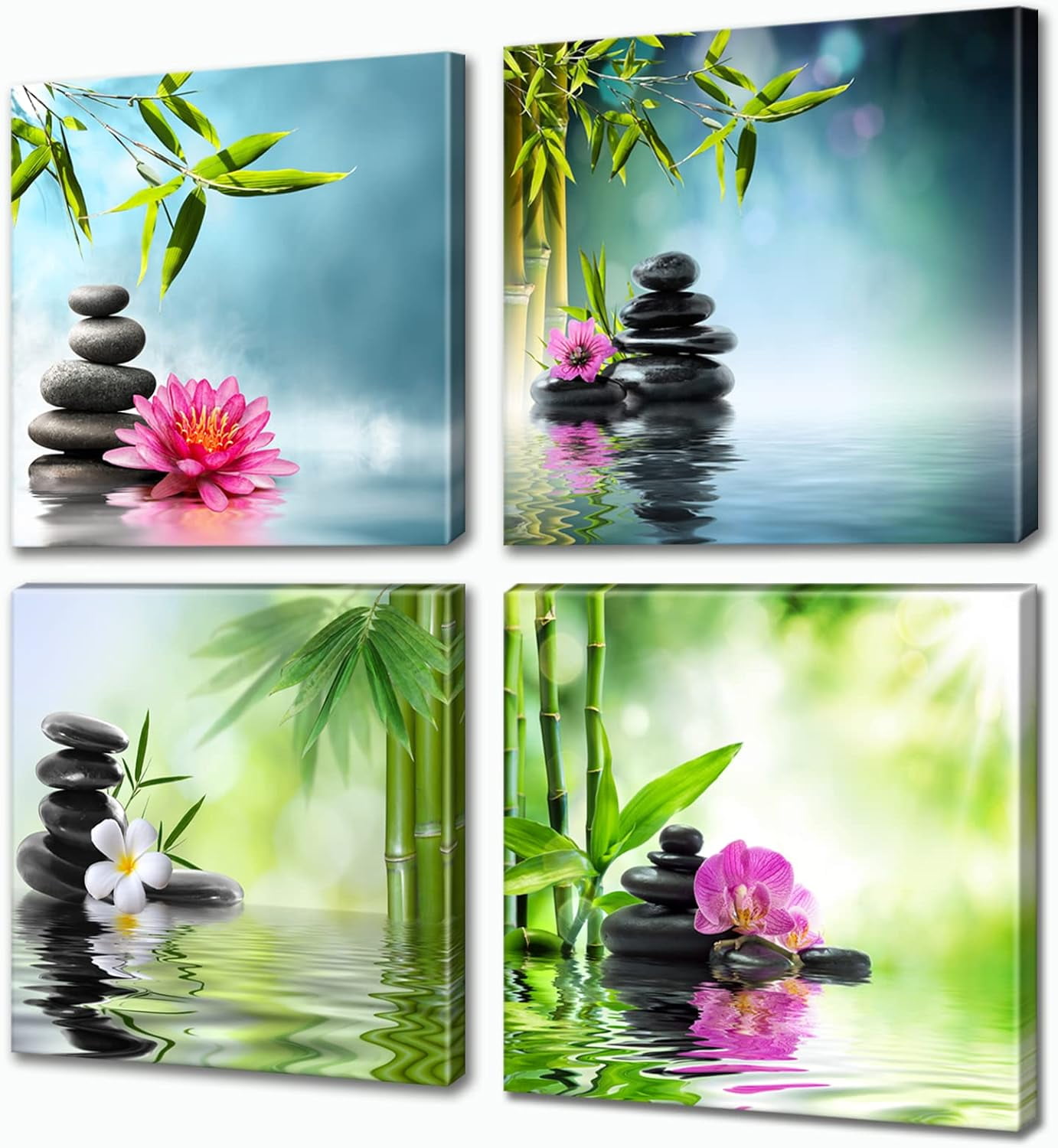 SPA Wall Art 4 Panels Bathroom Decor Canvas Modern Artwork for Bedroom ...