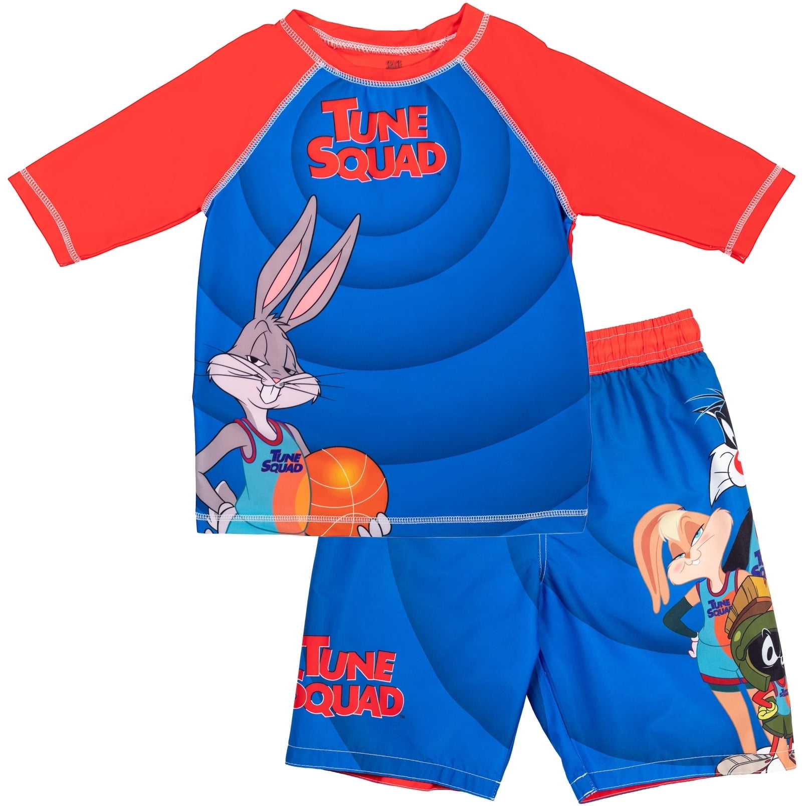 SPACE JAM Looney Tunes Bugs Bunny Sylvester Big Boys Pullover Rash ...