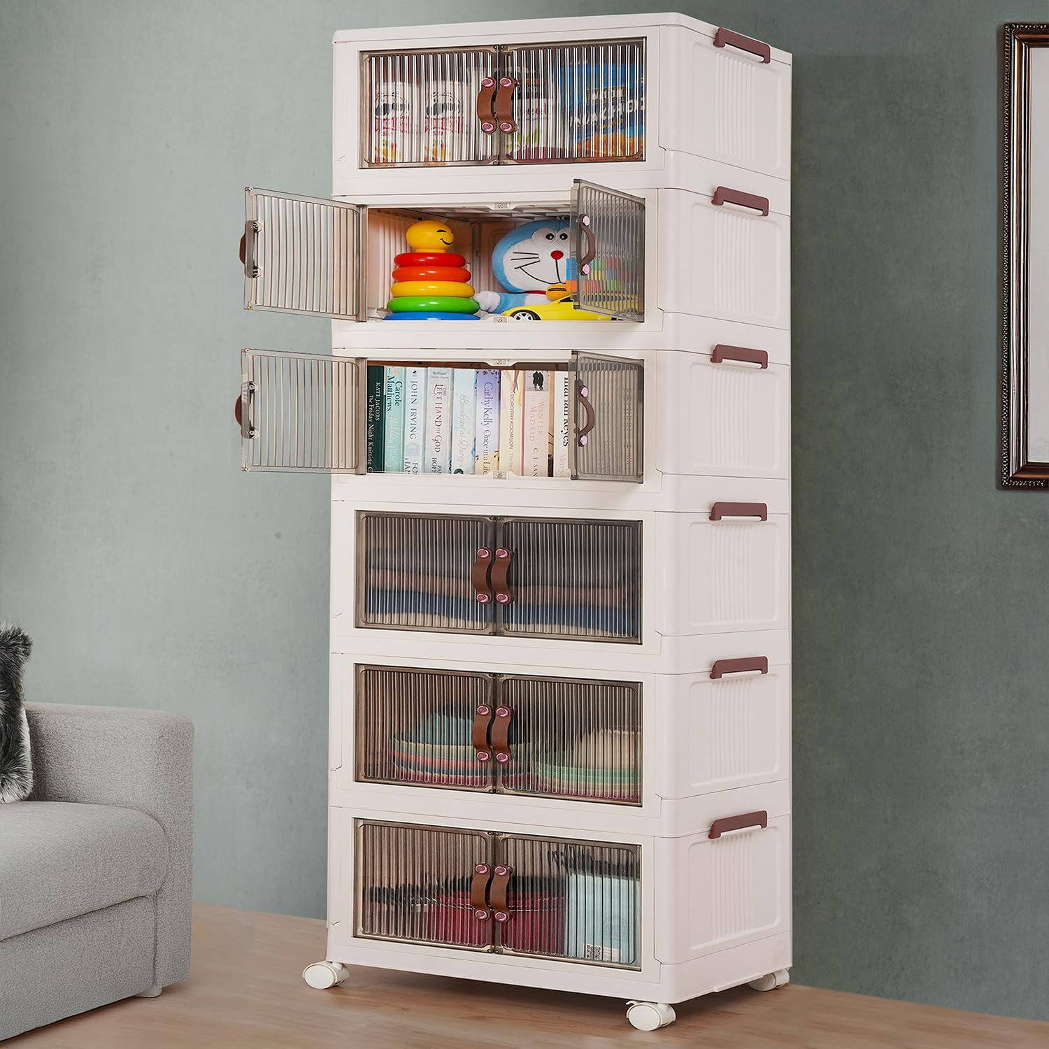ABOUT SPACE Plastic Cupboard for Storage6 Tier DIY Foldable Cupboard ...