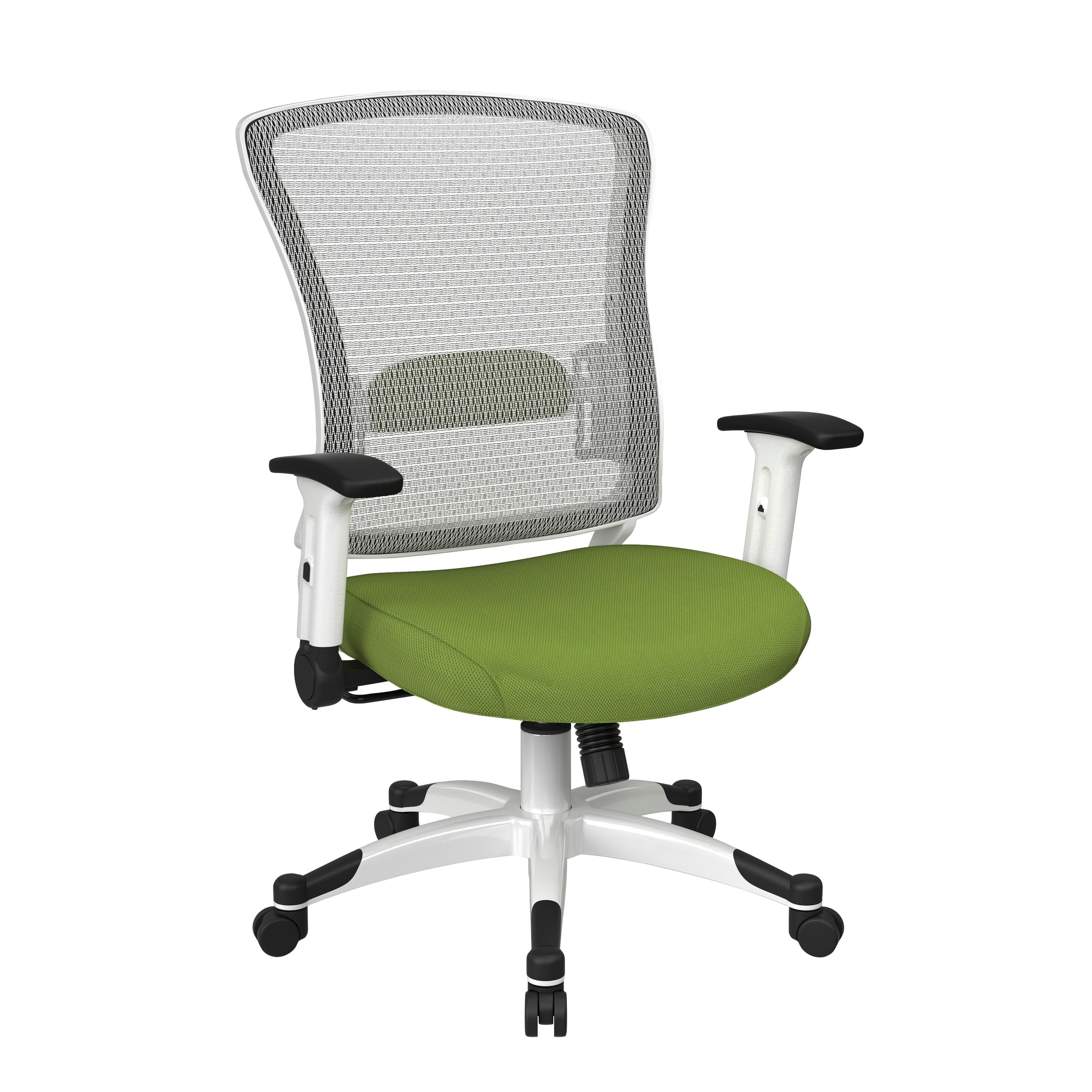 SPACE White Frame Managers Green Chair Padded Mesh Seat and Back with ...