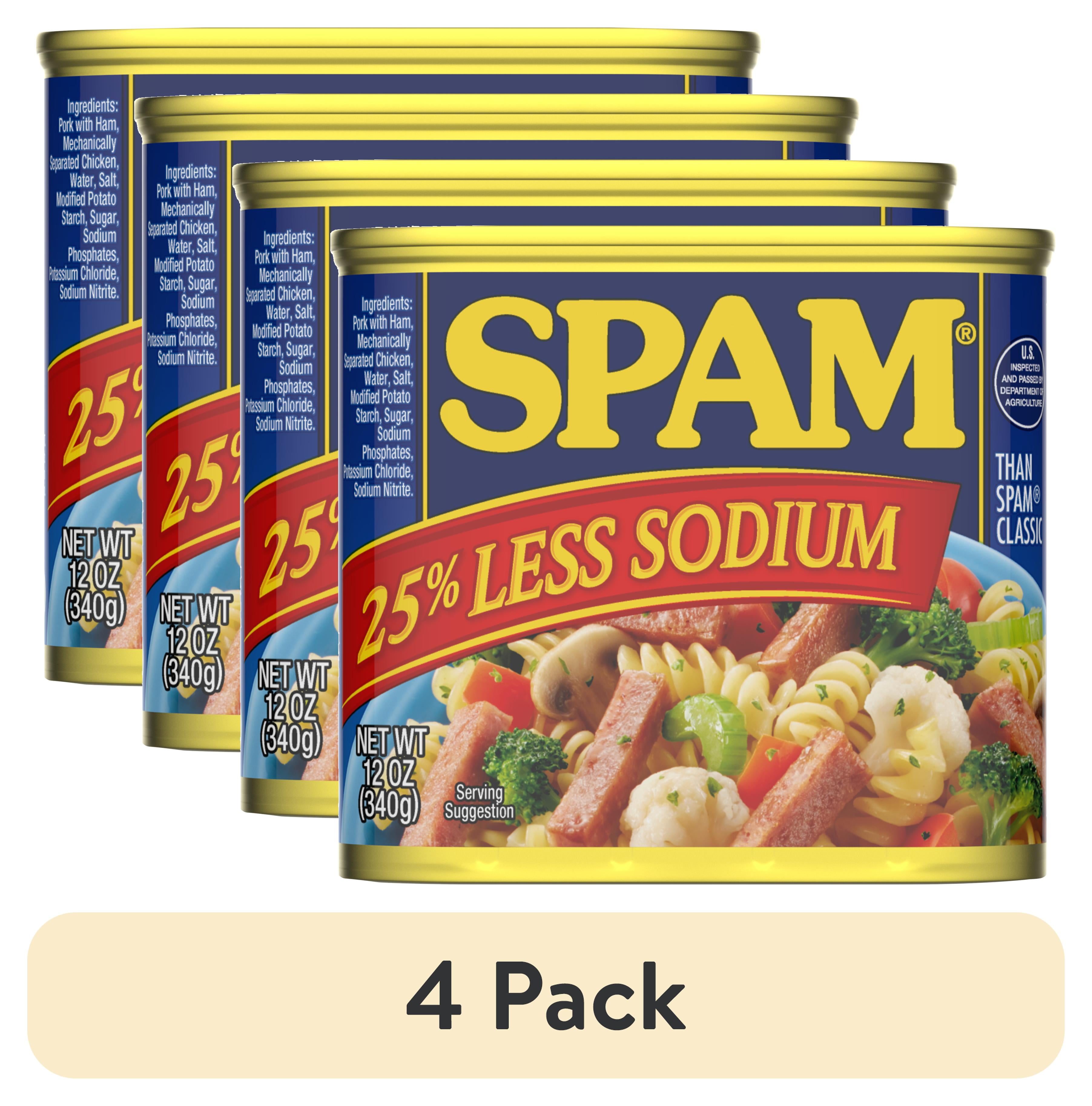 (4 pack) SPAM Less Sodium 12/12oz - Walmart.com