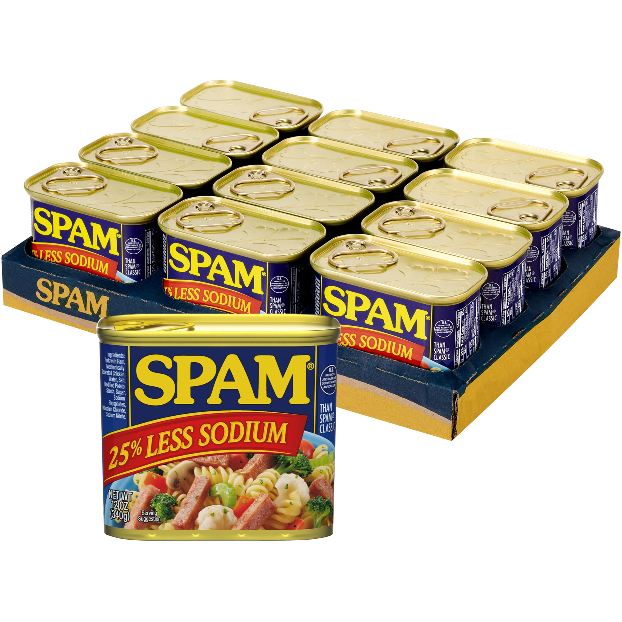 SPAM Less Sodium, 12 Oz (Pack KKS1 Of 12) - Walmart.com