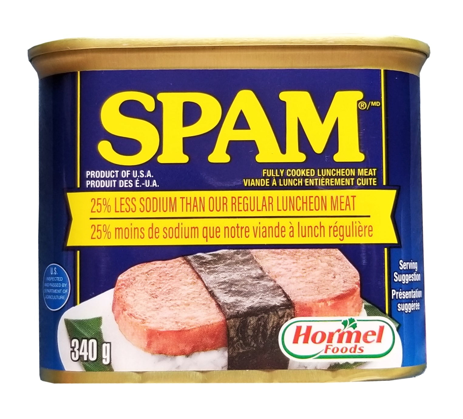 SPAM Luncheon Meat, 25% Less Sodium, 340g/ 12 oz. Can - Walmart.com