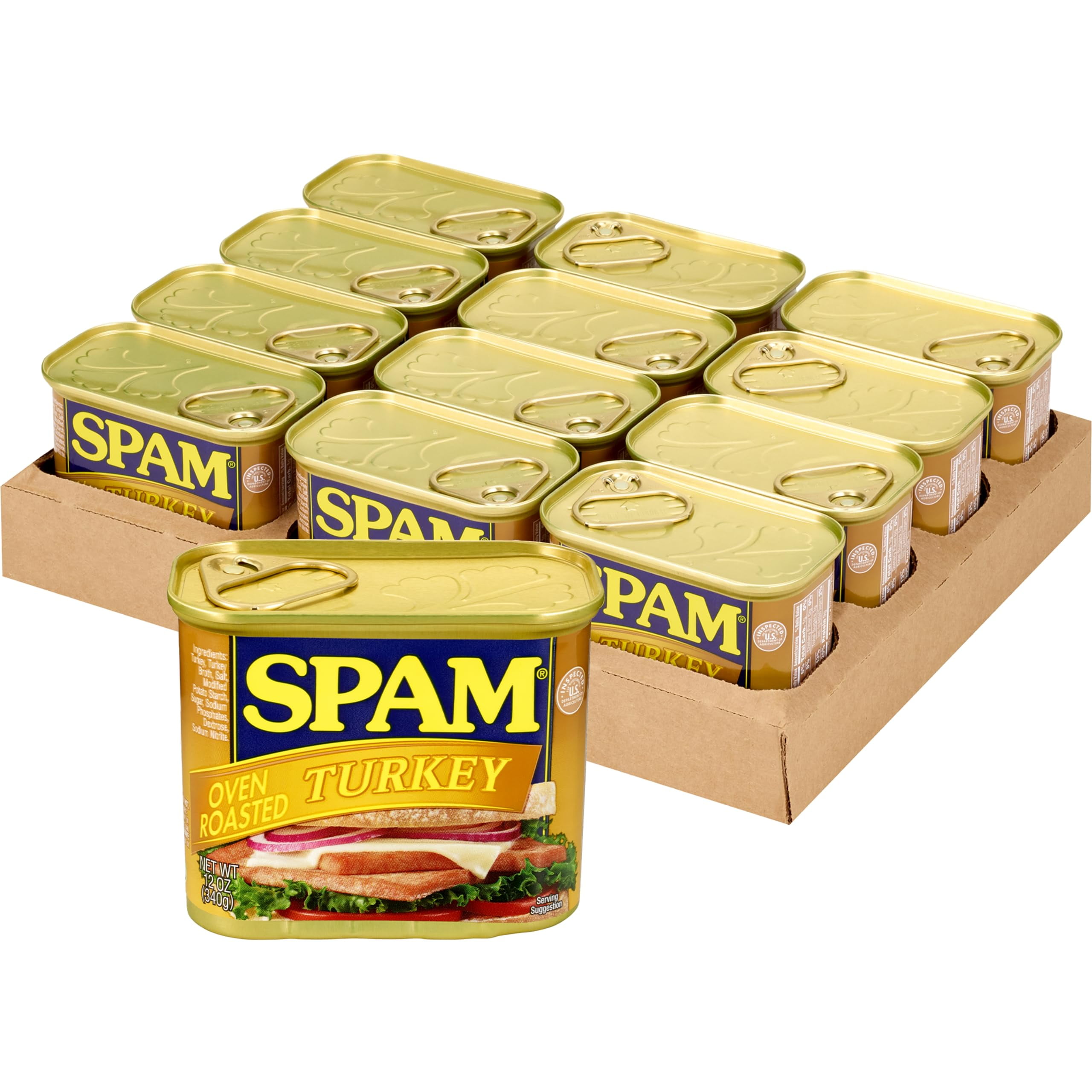 (12 pack) SPAM Oven Roasted Turkey, 12 oz Can - Walmart.com
