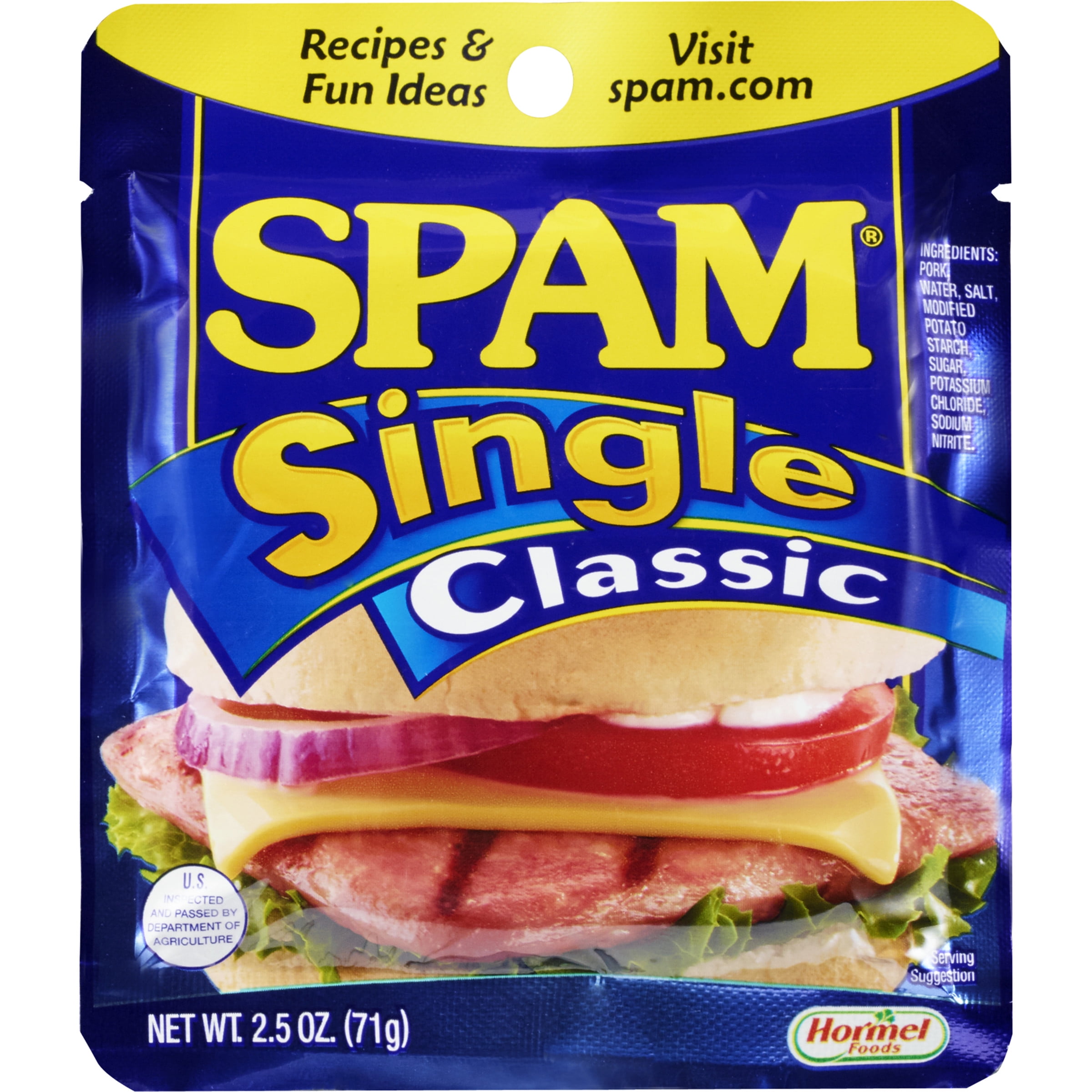 SPAM Single Classic, 9 g protein per serving, 2.5 oz. (24 Pack ...