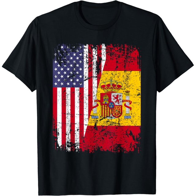 SPANISH ROOTS | Half American Flag | USA SPAIN FLAG T-Shirt - Walmart.com