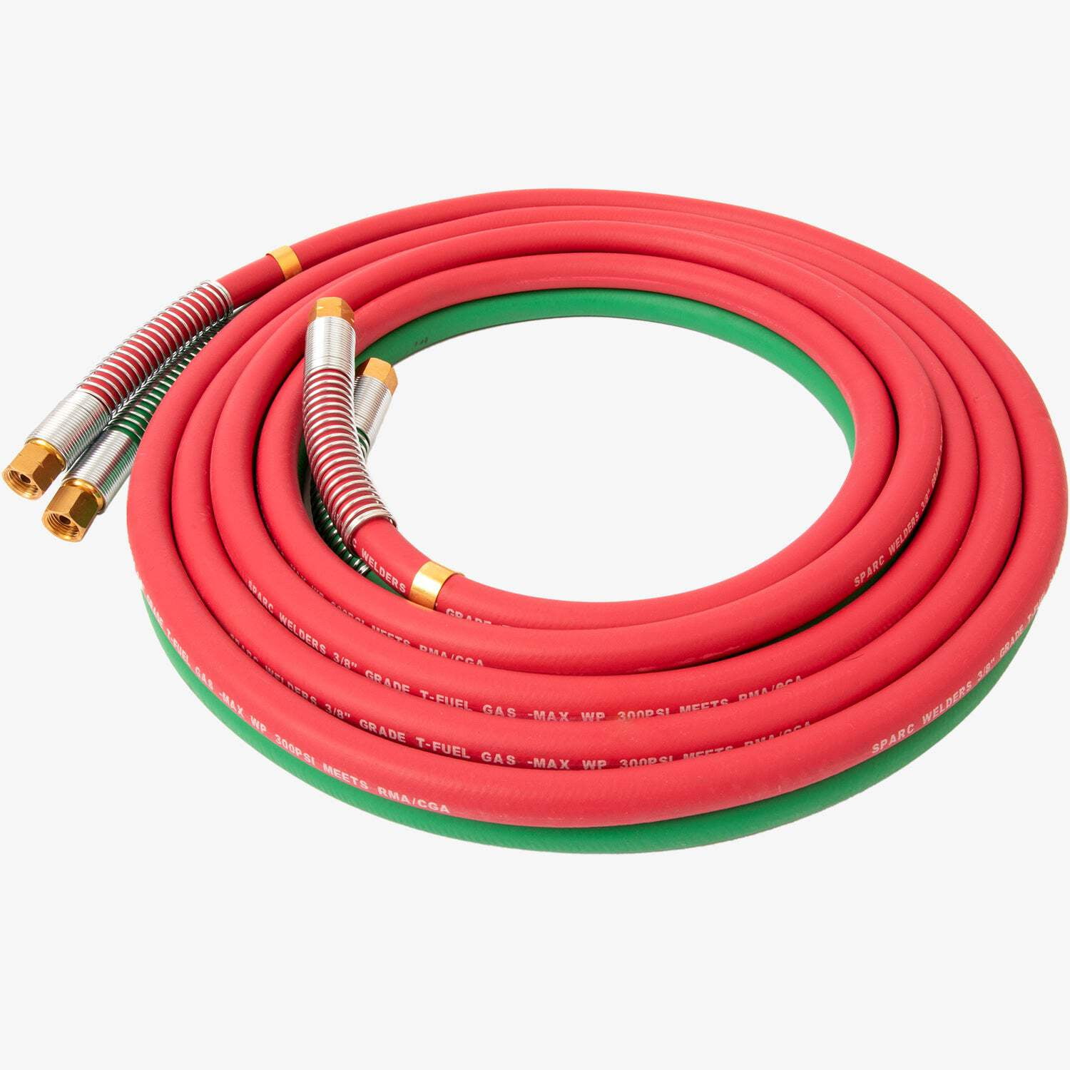 SPARC 50FT 3/8" B Fittings Oxy Acetylene Grade T Welding Hose w/ Strain ...