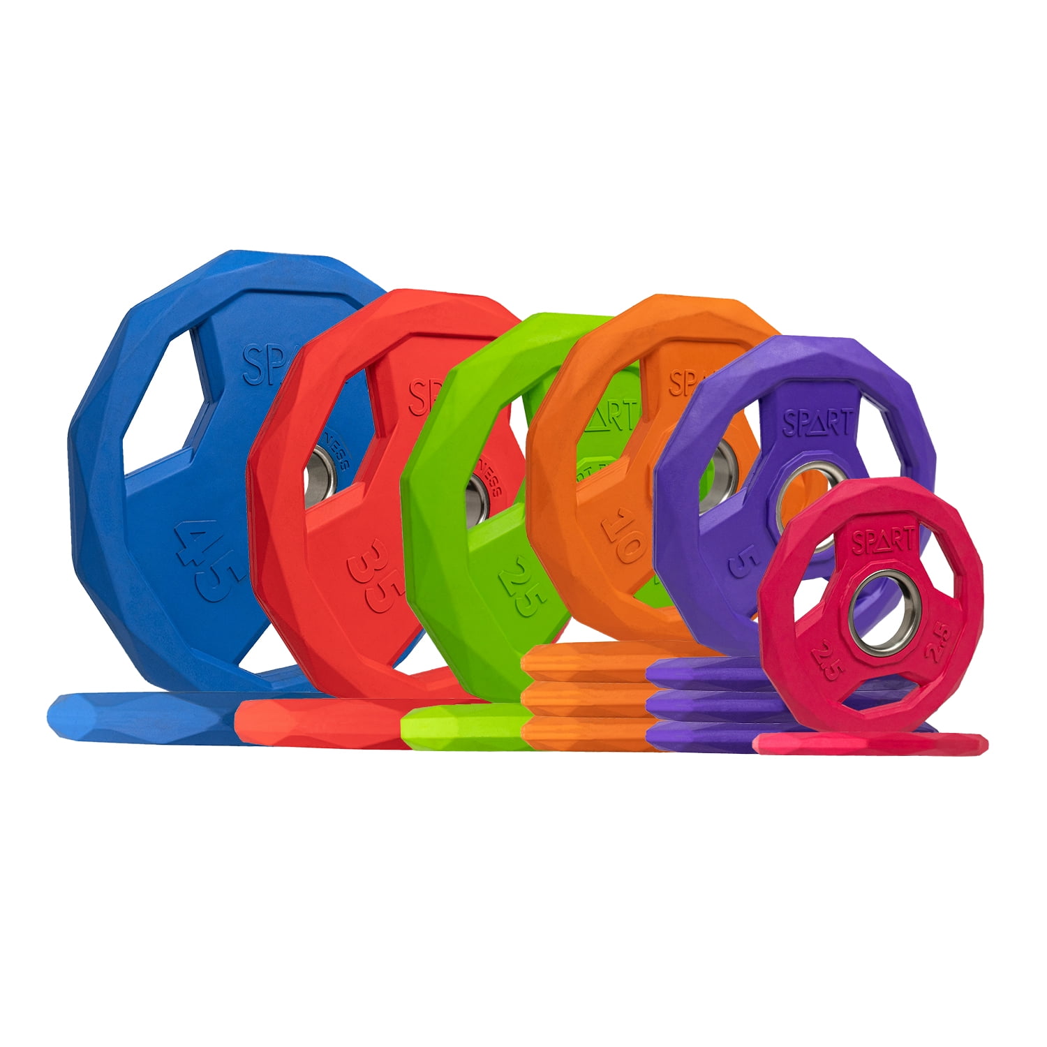 SPART Lifting Weight Plate, 2-Inch Rubber Coated Olympic Grip, Color ...