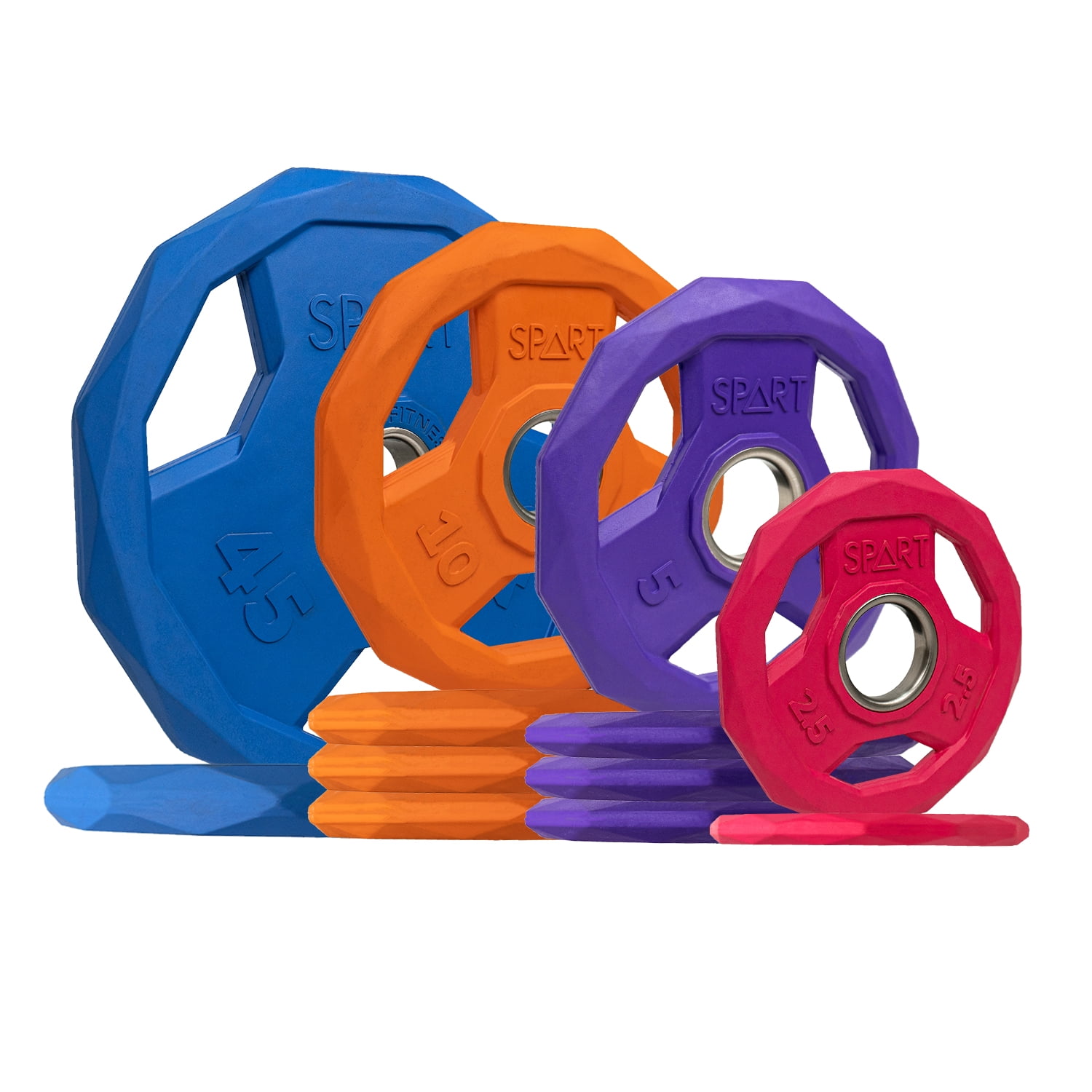 SPART Color Coded Diamond Weight Plate 2-Inch Rubber Coated Olympic ...