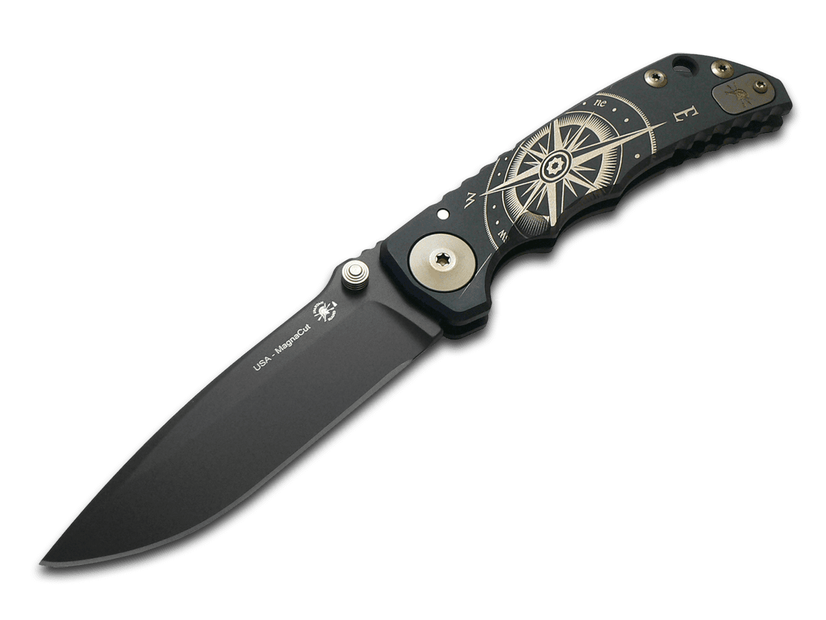 SPARTAN BLADES Harsey Folder SF5 Black Gold Compass Titanium CPM ...