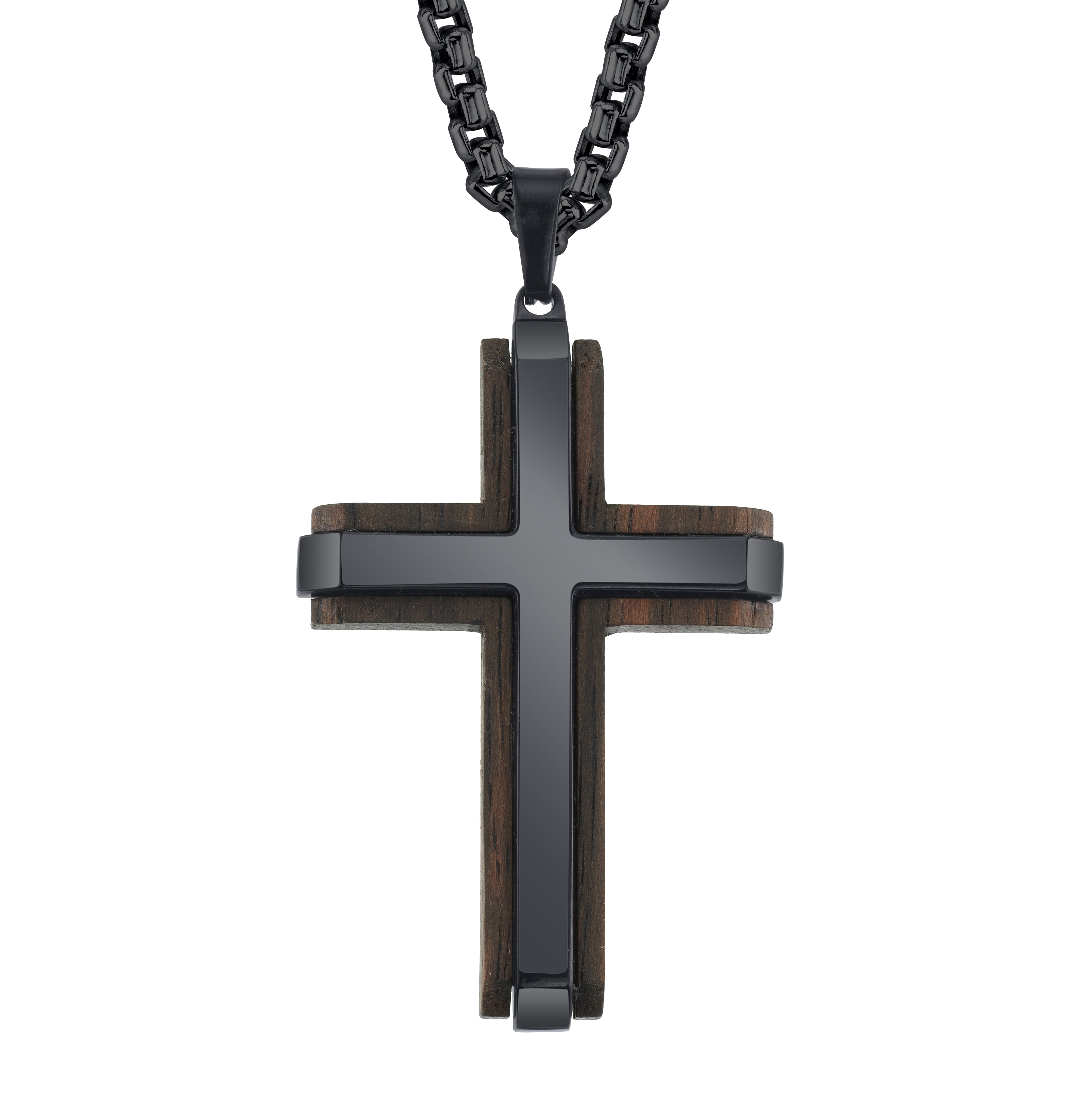 SPARTAN Black Stainless Steel Wooden Men's Cross - Walmart.com