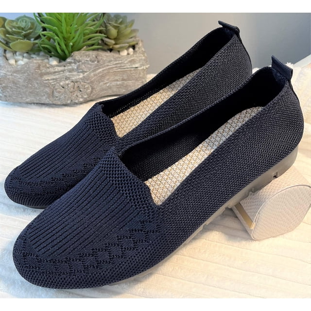 SPATI Women's Knitted Flat Shoes - Lightweight Loafers - Walmart.com