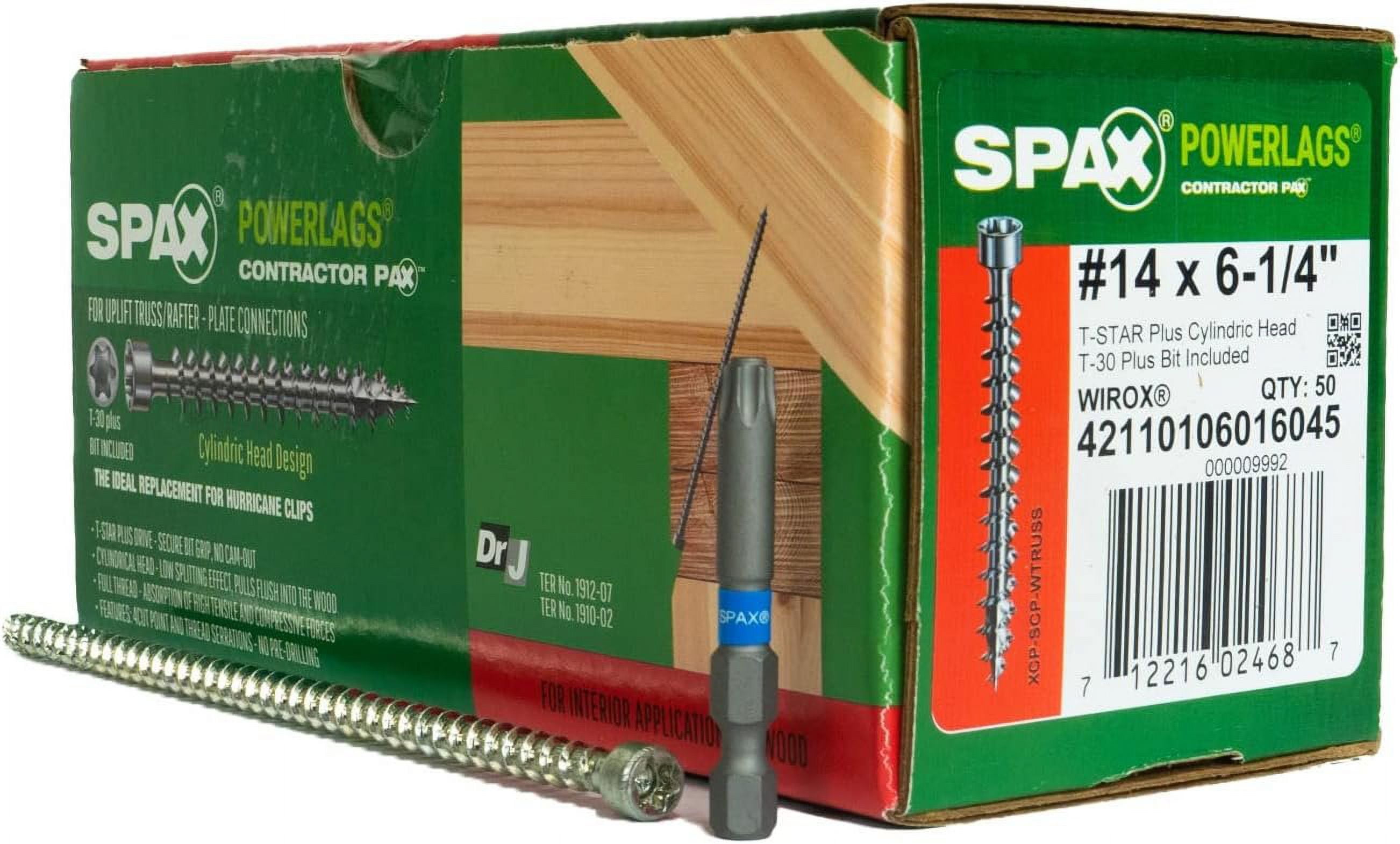 SPAX 42110106016045 14 x 6-1/4" SPAX Truss/Rafter Screw - 50/BX ...