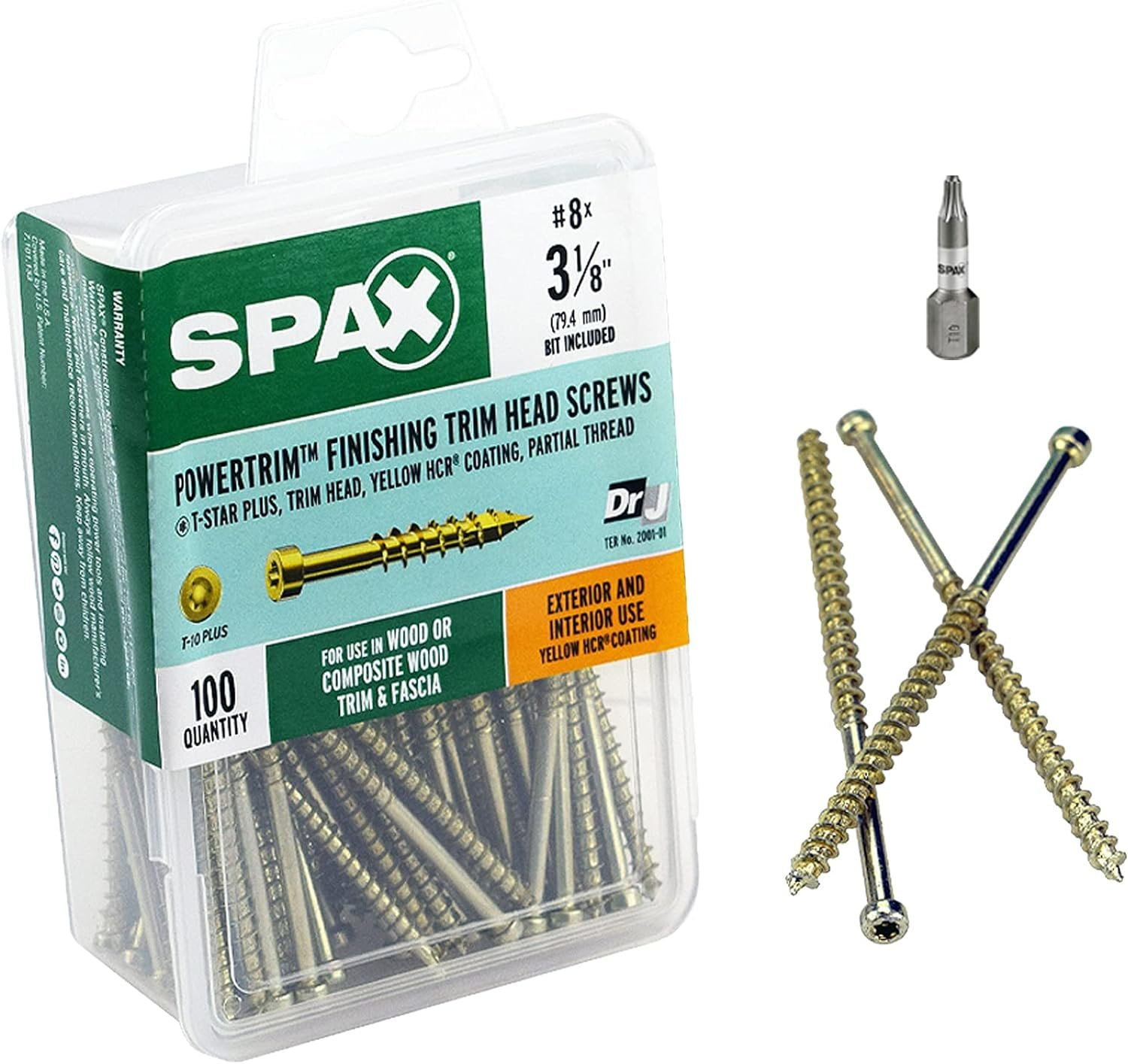 SPAX #8 x 3-1/8" PowerTrim HCR Trim Screw, Yellow 100 Pieces per Box - Walmart.com
