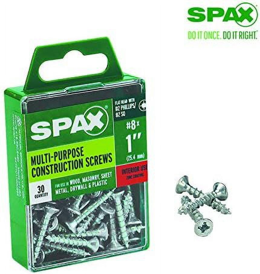 SPAX No. 8 x 1 in. L Phillips/Square Flat Head Zinc-Plated Steel Multi ...