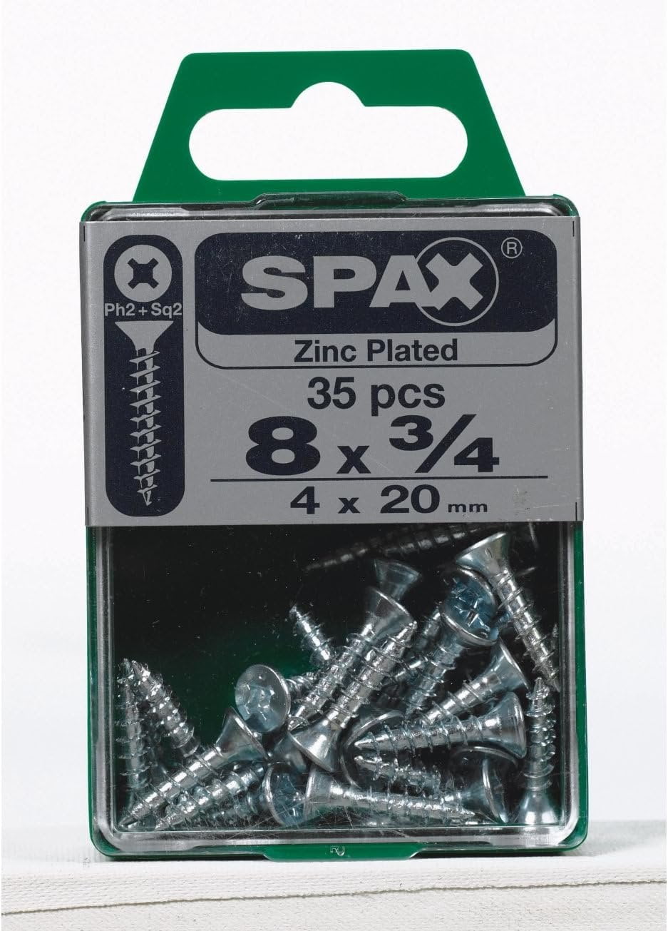 SPAX No. 8 x 3/4 in. L Phillips/Square Flat Head Zinc-Plated Steel ...
