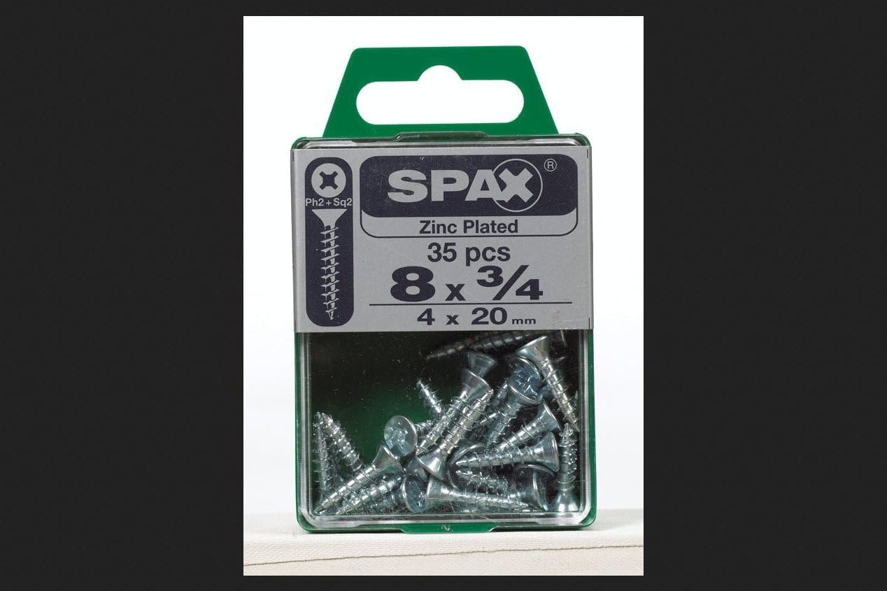 SPAX No. 8 x 3/4 in. L Phillips/Square Flat Head Zinc-Plated Steel ...