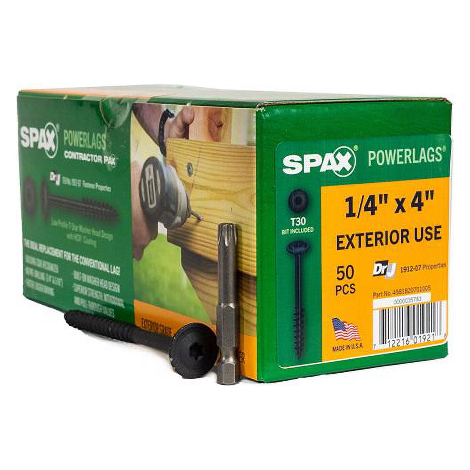 SPAX PowerLags 1/4 in. in. X 4 in. L T-30 Washer Head Structural Screws ...
