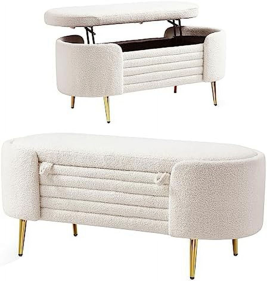 Spboomlife Teddy Bedroom End Of Bed 38 9 Faux Fur Ottoman Bench With