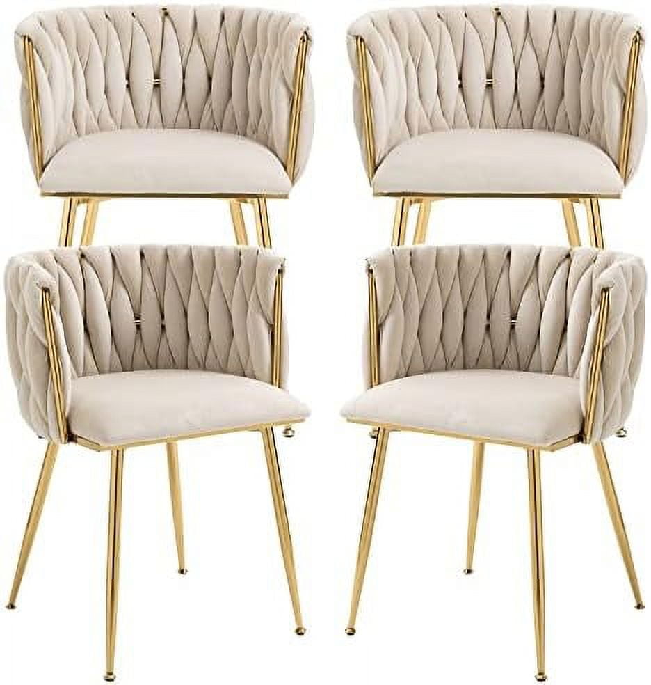 Spboomlife Woven Dining Chairs Set Of 6 Velvet Upholstered Dining