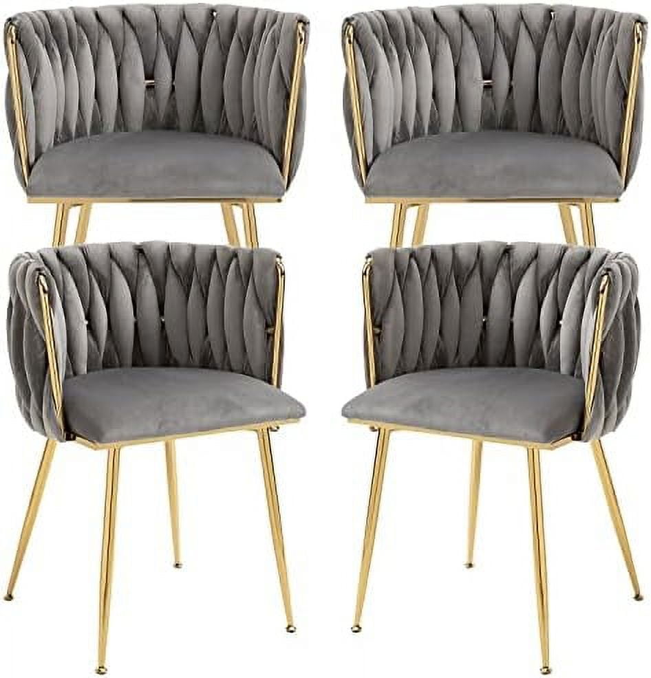 Spboomlife Woven Dining Chairs Set Of 6 Velvet Upholstered Dining