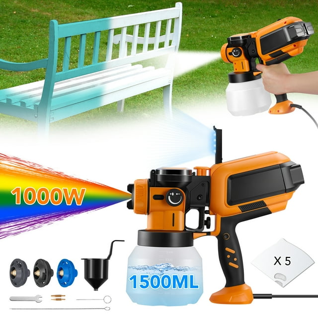 SPBTAR 1000W HVLP Electric Paint Sprayer with 3 Nozzles & 3 Spray ...