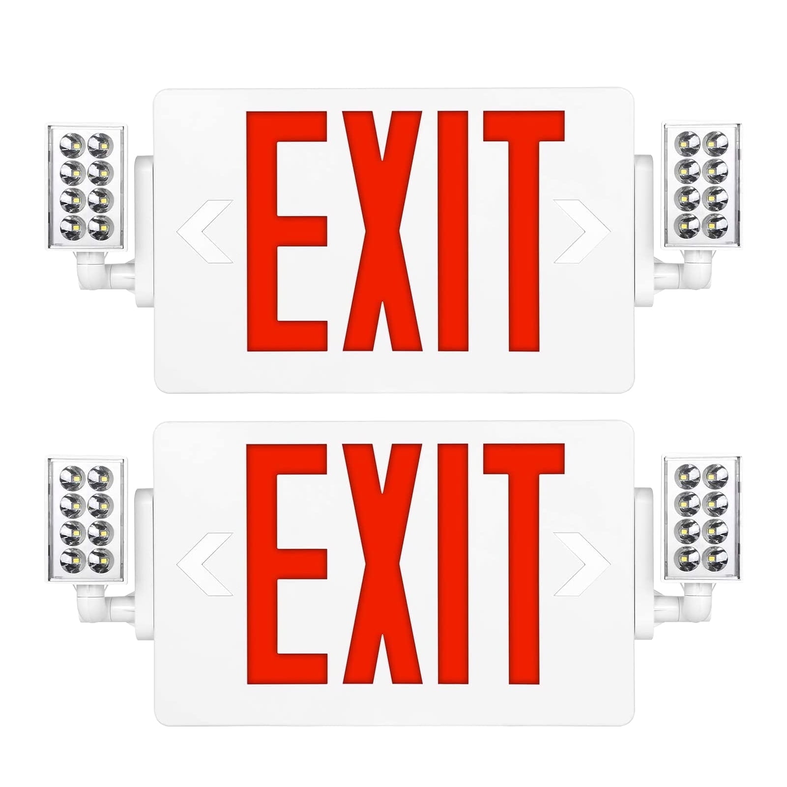 SPCETSUN 2 Packs Red Exit Sign with Emergency Lights,LED Emergency Exit ...