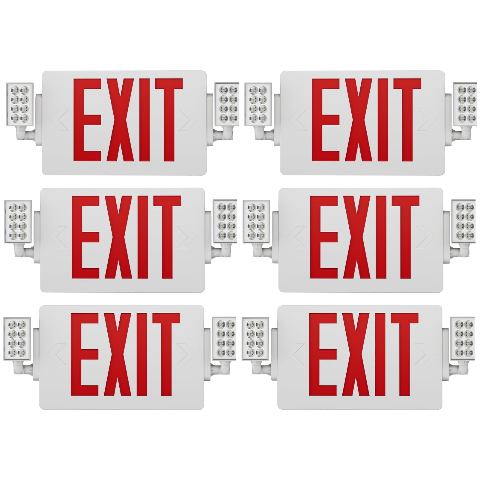 SPCETSUN 6 Packs Red Exit Sign with Emergency Lights-LED Emergency Exit ...