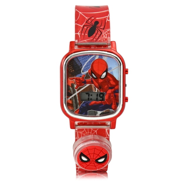 SPD4806WM Spiderman Kids Flashing Lights LCD Watch with Printed Strap ...