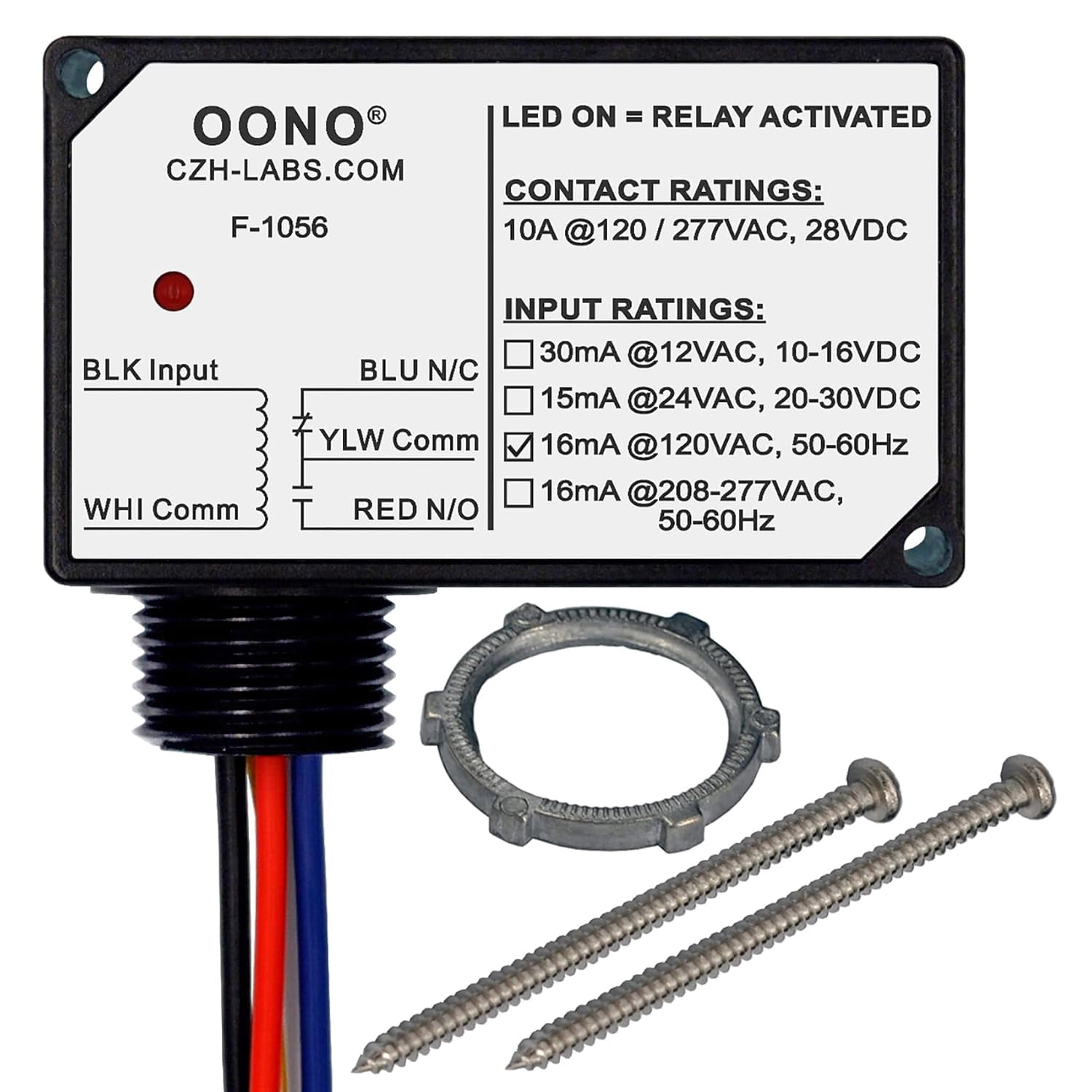 SPDT 10Amp Power Relay Module, Plastic Enclosure and Pre-Wired (AC 120V ...