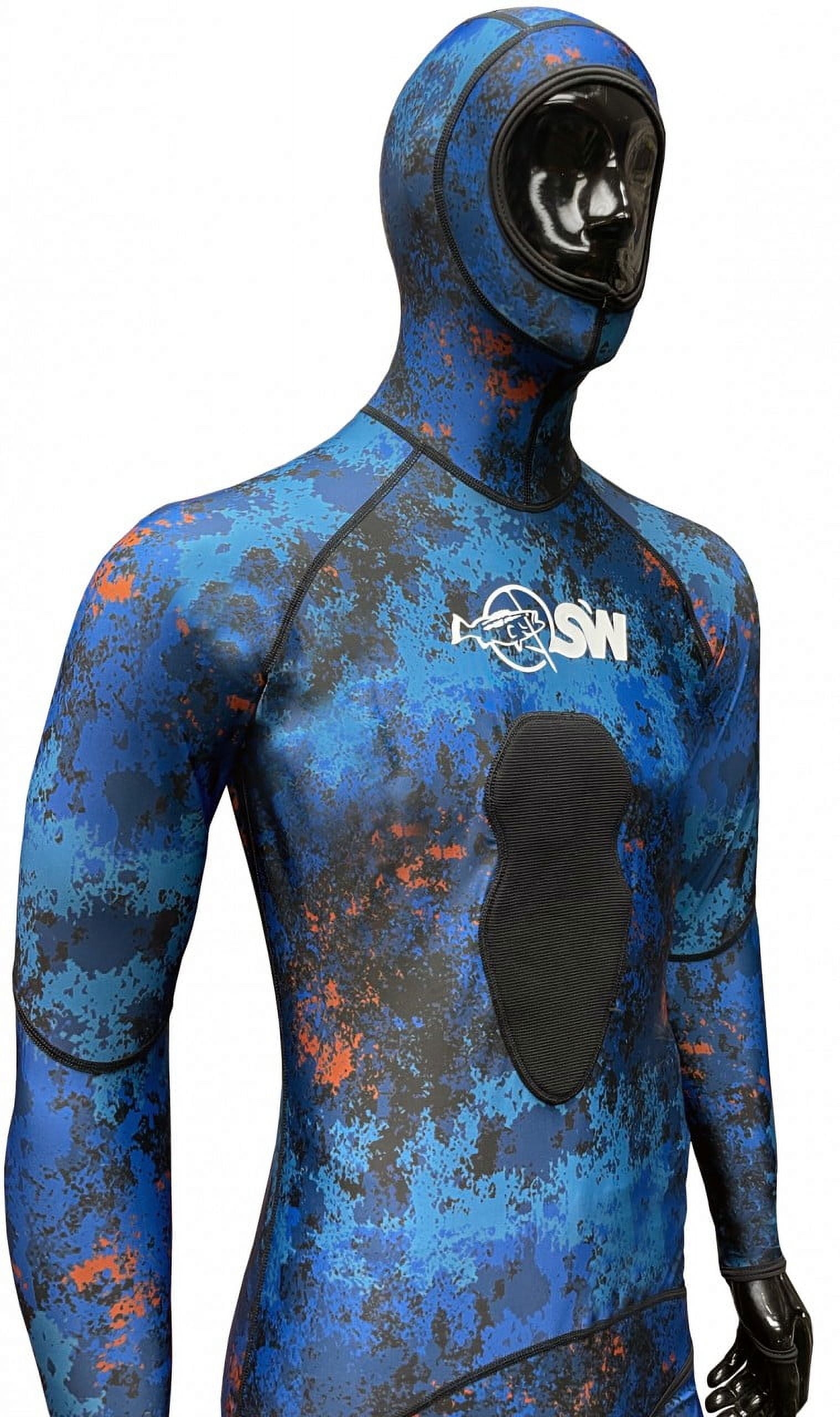 SPEARFISHING WORLD Blue Camo Two-Piece Wetsuit with Loading Chest Pad ...