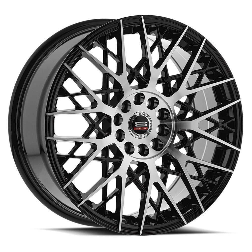 SPEC-1 18X8 4X100/4X114.3 38ET CB GLOSS BLACK & MACHINED - Walmart.com