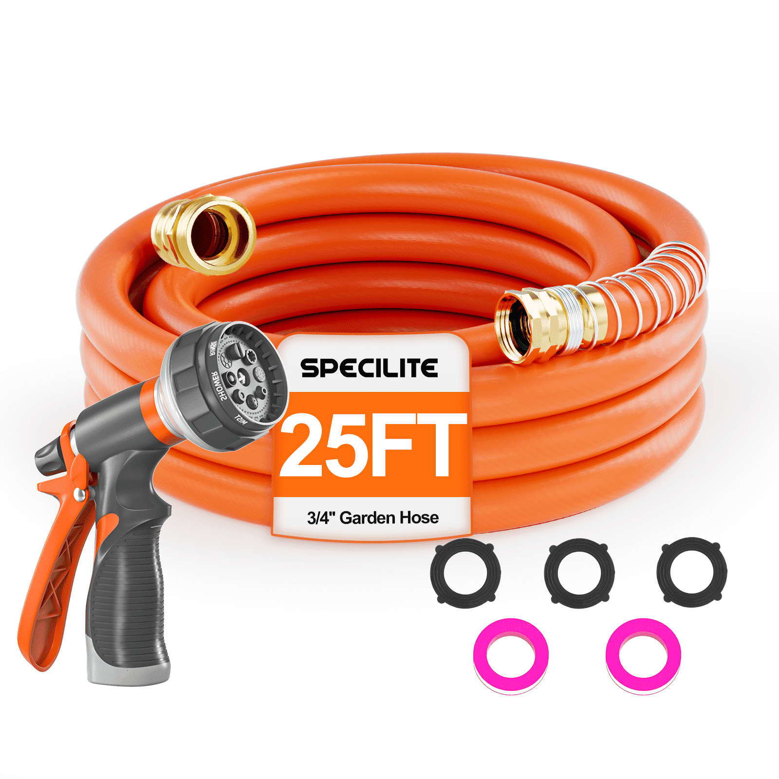 SPECILITE 3/4 in x 25 ft Garden Hose, Lightweight Flexible Rubber ...