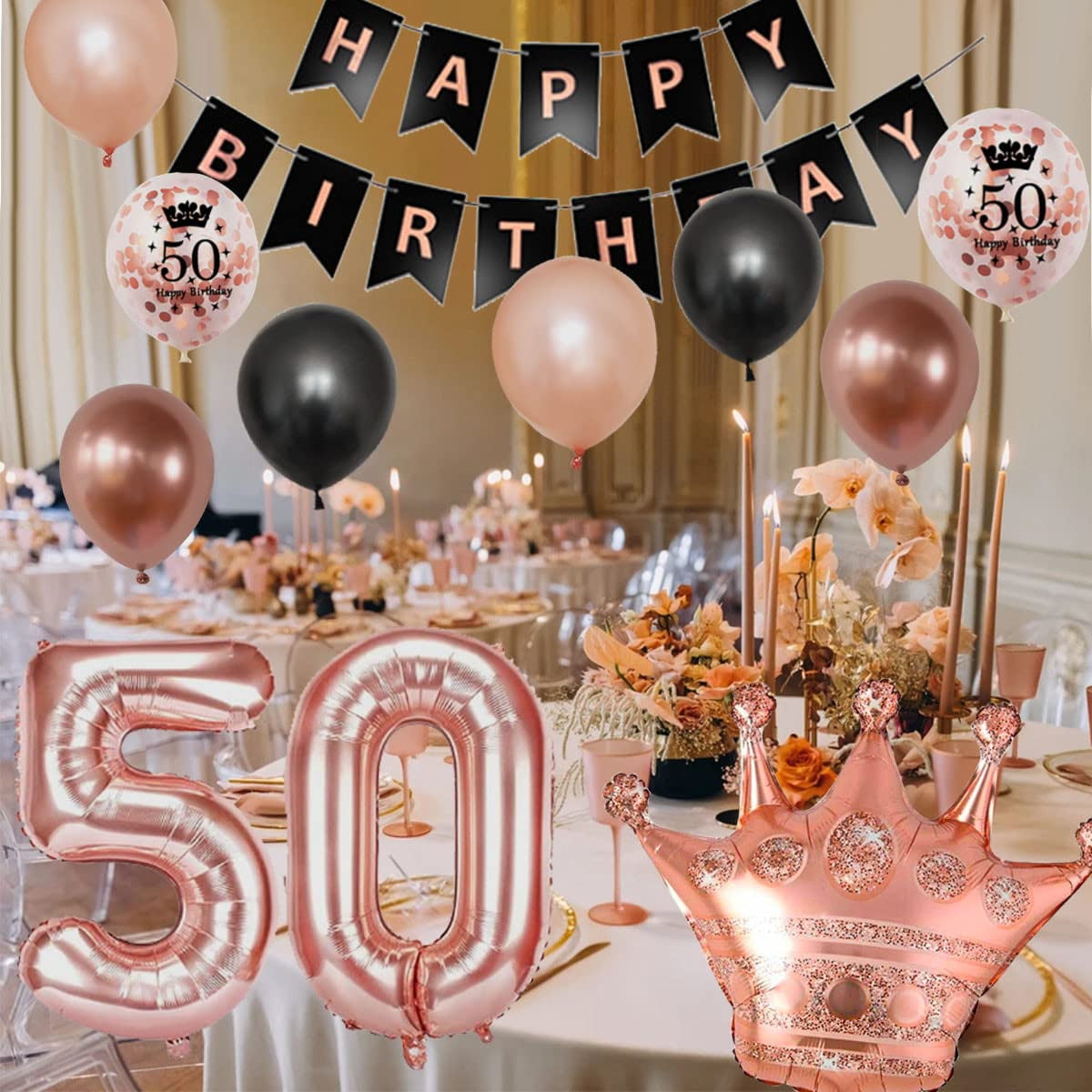 SPECOOL 50th Birthday Decorations for Women, 50th Birthday Balloons ...
