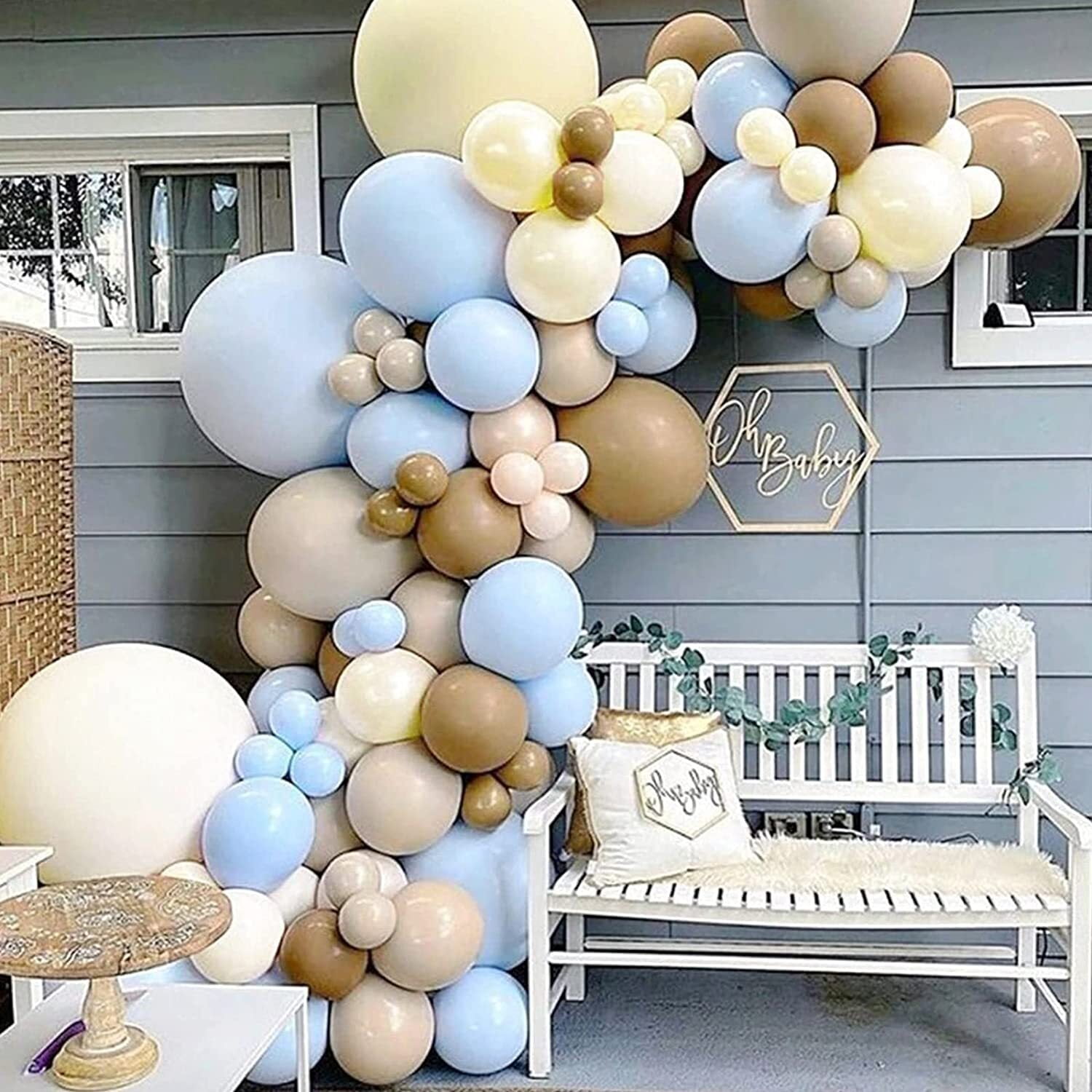 SPECOOL Blue Brown Balloon Garland Arch Kit - 111pcs Baby Blue Coffee ...