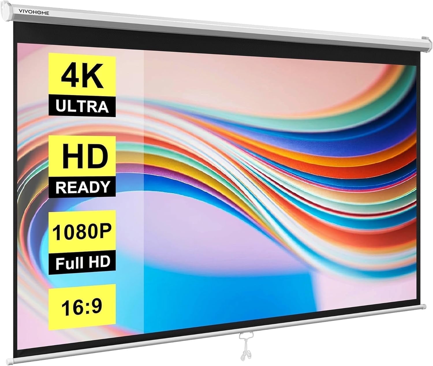 SPECSTAR 100 Inch Manual Pull Down Projector Screen, 16:9 HD ...