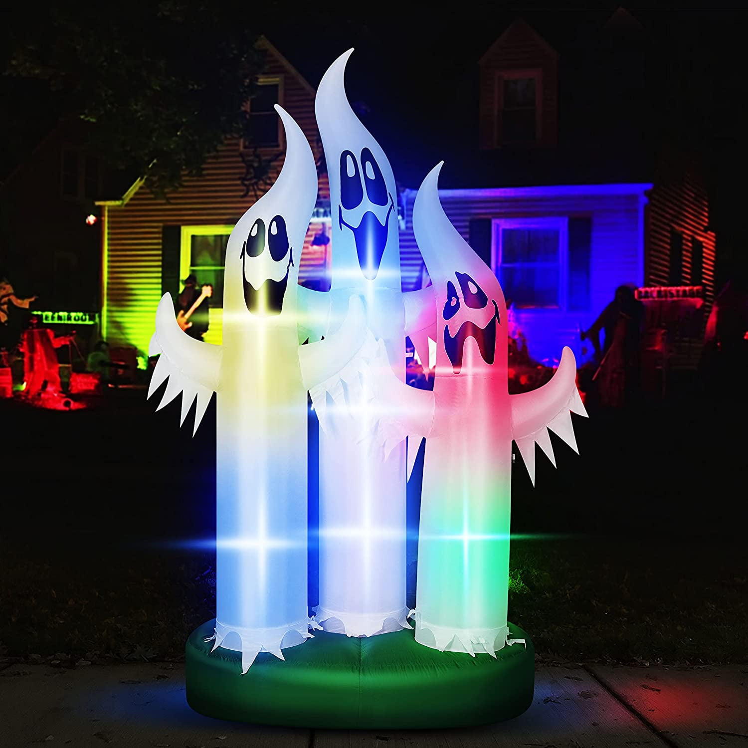 SPECSTAR 10ft Halloween Inflatable Ghost Family, LED Lights, Outdoor ...
