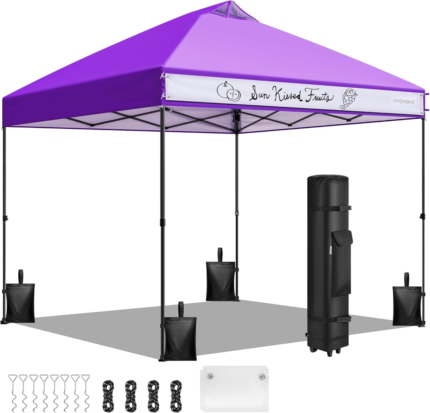 SPECSTAR 10x10ft Pop-up Canopy Tent One Push Setup Tent with Wheel ...