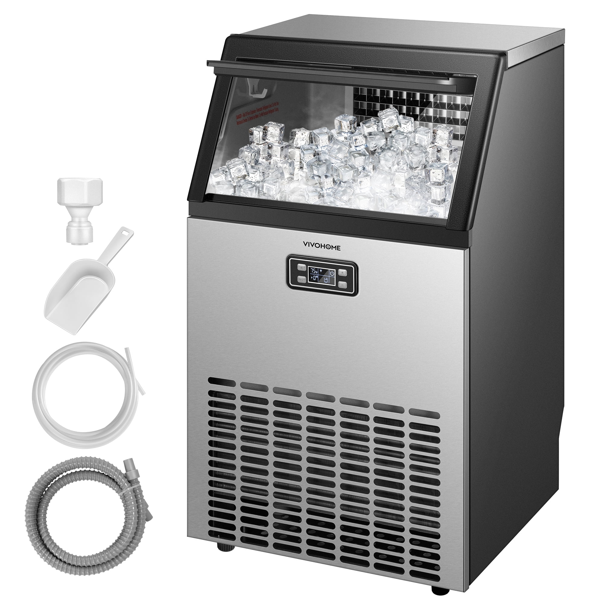 SPECSTAR Commercial Ice Maker 100lbs/24h,Ice Machine with 29lbs Storage ...