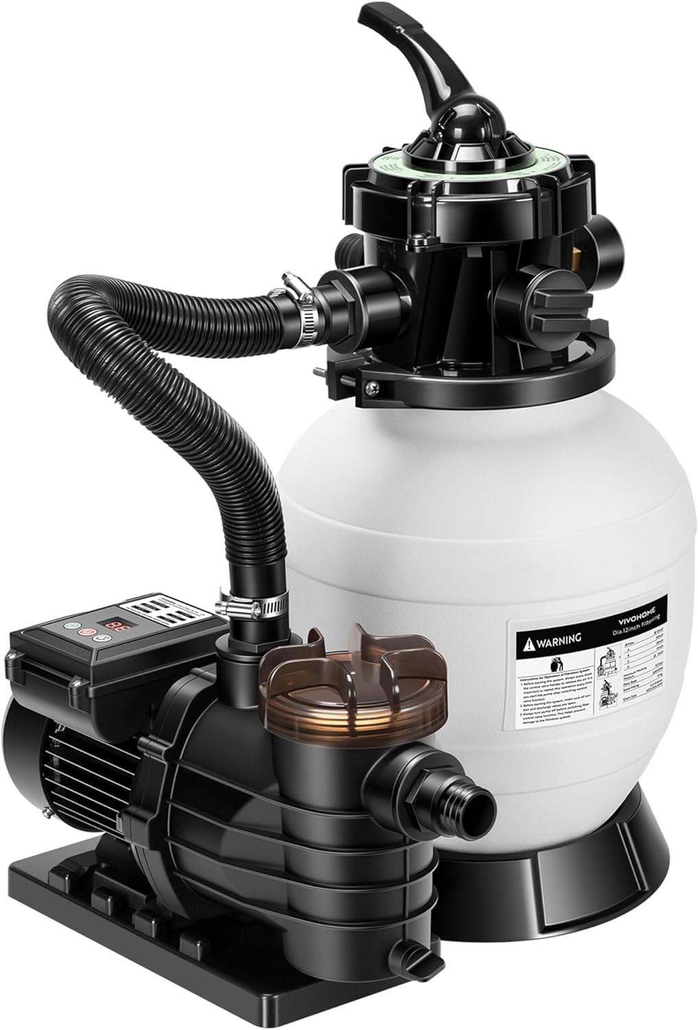 SPECSTAR 12 Inch Sand Filter 7-Way Valve 24H Timer 1/3 HP 2080 GPH Pump ...