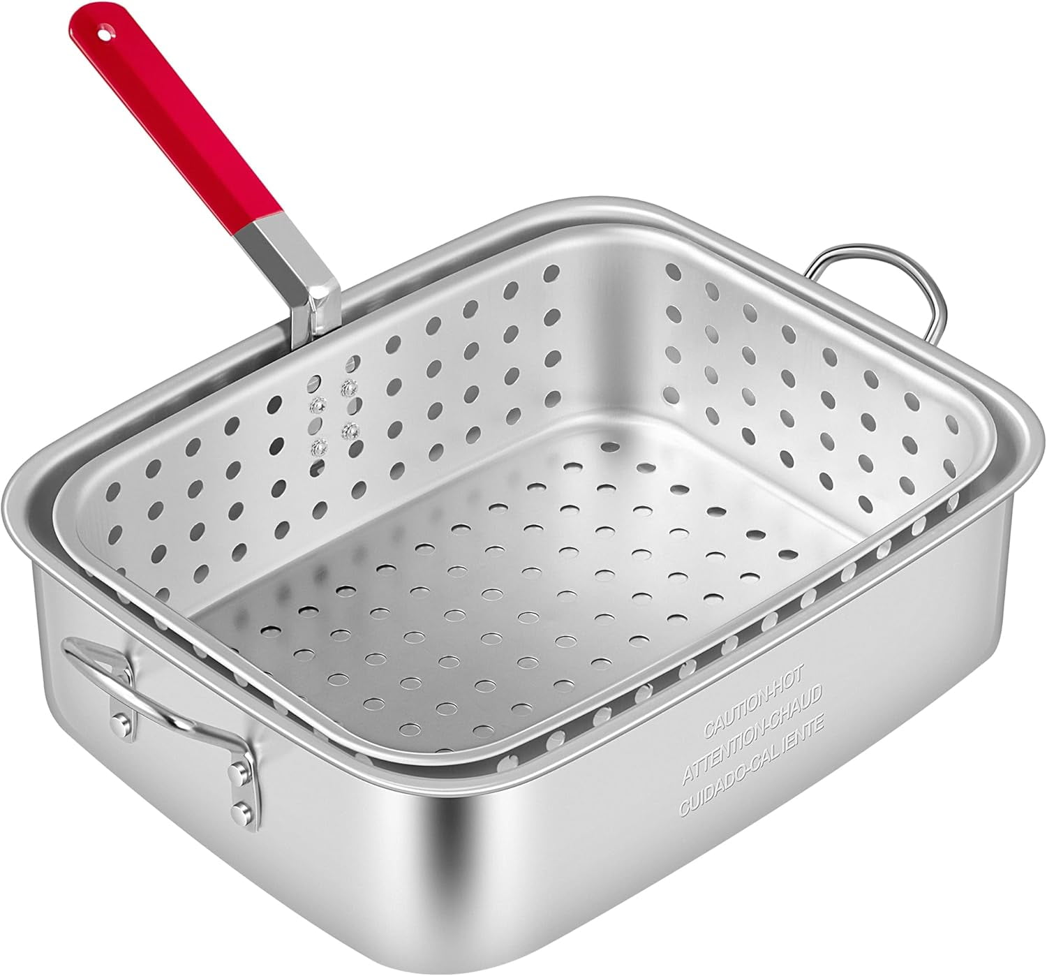 SPECSTAR 18 Qt Aluminum Deep Fry Pan and Basket, Rectangular Fish Fryer ...