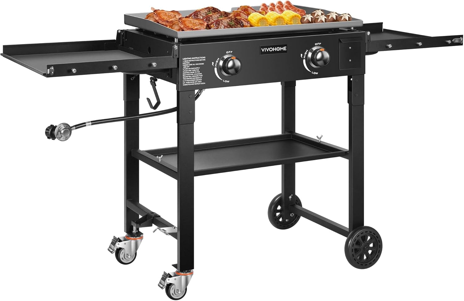 SPECSTAR 2-Burner 30,000 BTU Propane Gas Grill, Folding Flat Top Grill ...
