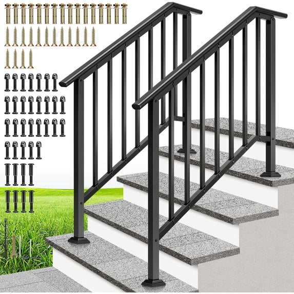 SPECSTAR 2-Pack Galvanized Steel Hand Rails for Outdoor Steps – 40.6 ...
