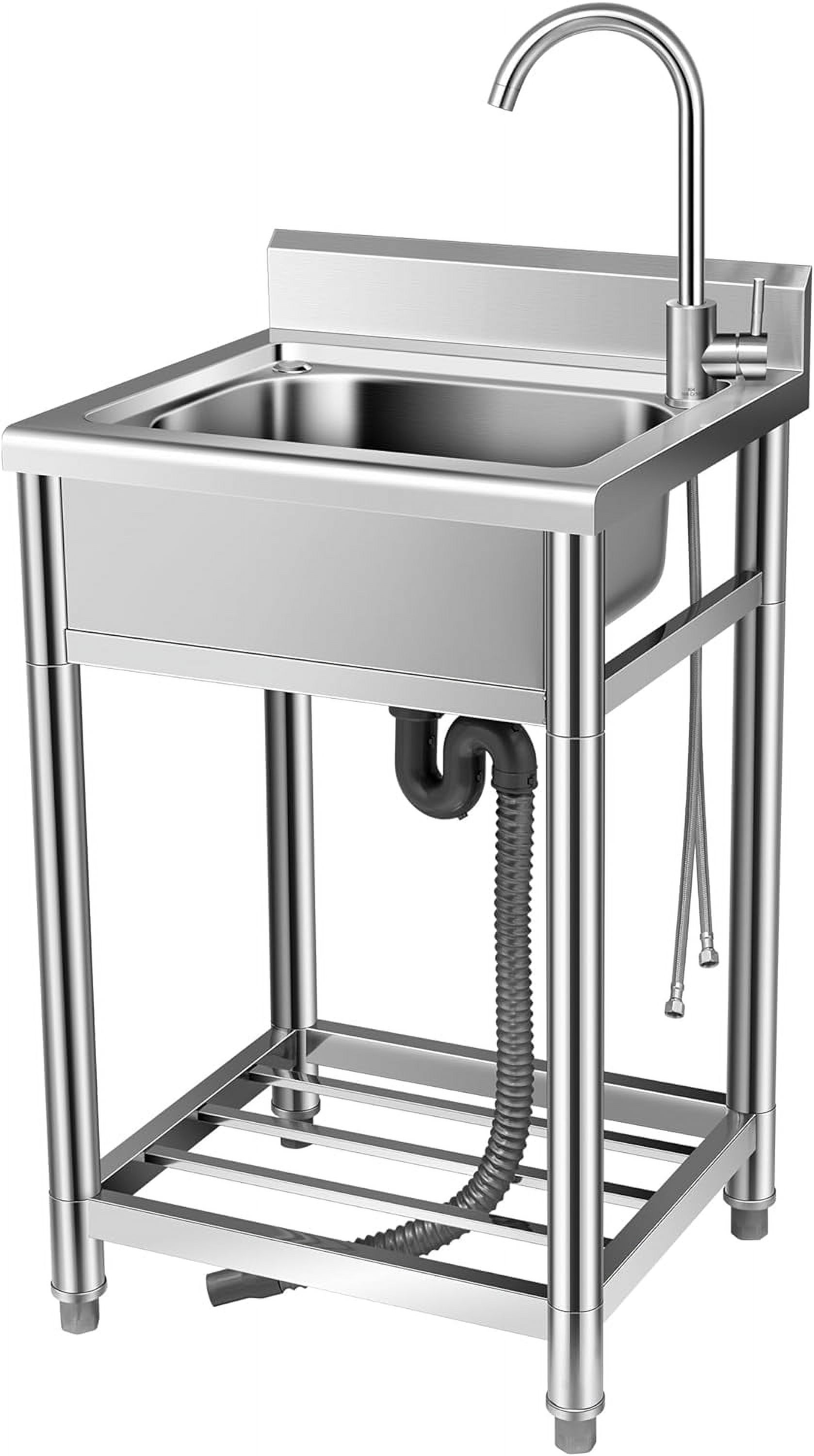 19 Gallon Black Utility Sink with High Arc Pull-Down Stainless Steel ...