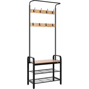 Woven Paths Modern Hall Tree with Bench and 5 Shelves, Reclaimed ...
