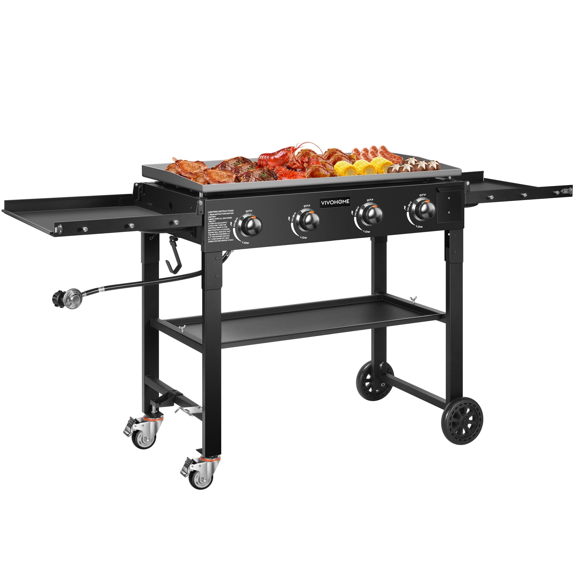 SPECSTAR 4 Burner 36" Foldable Propane Griddle, 60,000 BTU Propane ...
