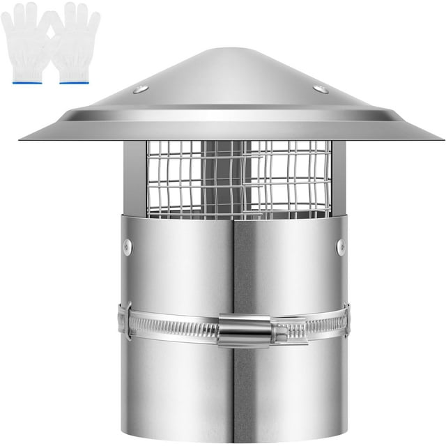 SPECSTAR 4" Cone Top Chimney Cap with Screen, Round Roof Rain Chimney ...