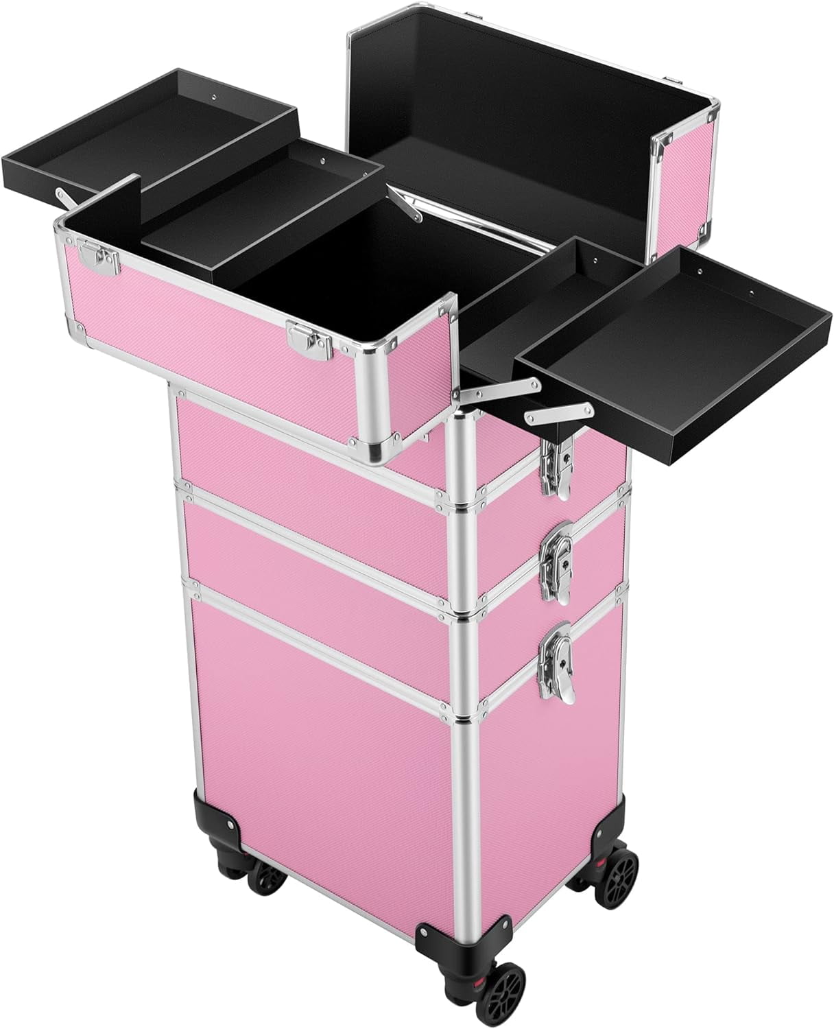 SPECSTAR 4 in 1 Makeup Rolling Train Case, with Shoulder Straps 2 Keys ...