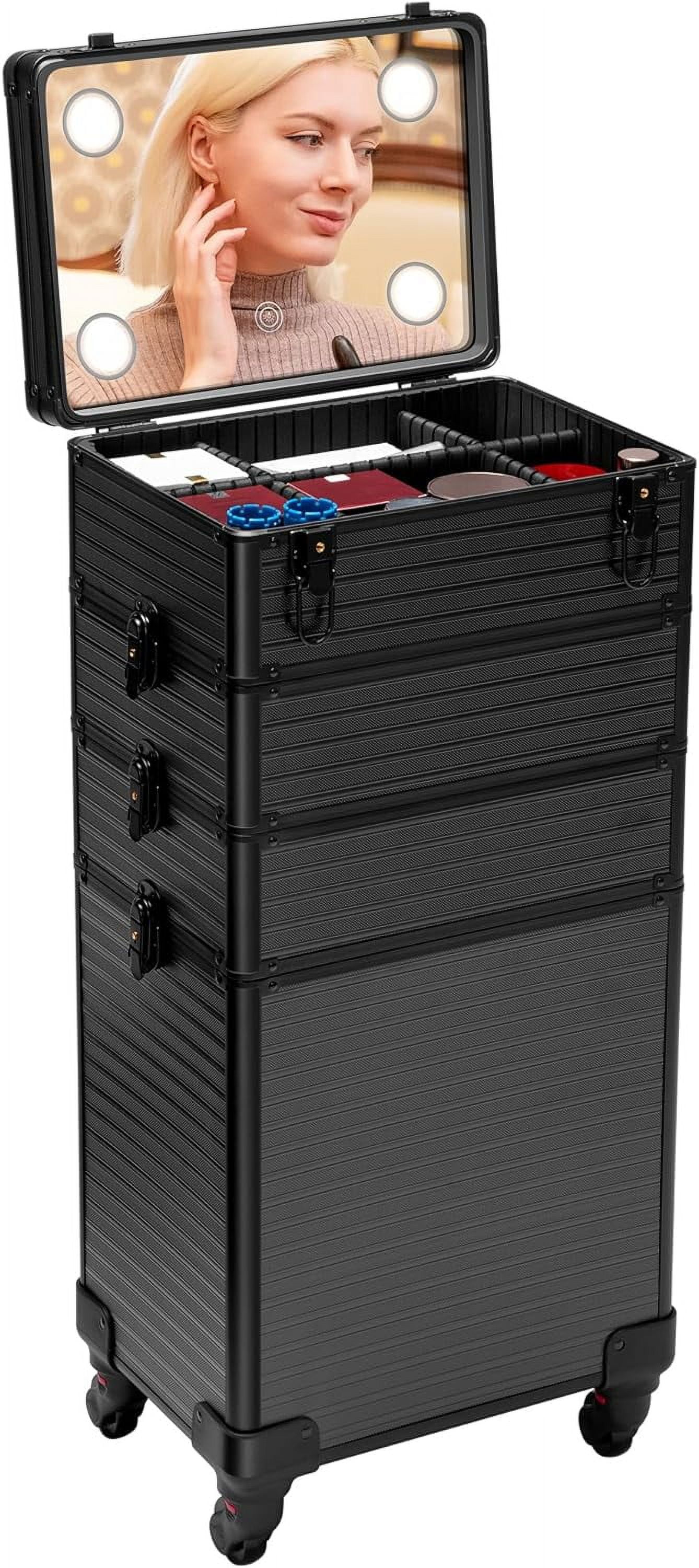 SPECSTAR Portable Large Traveling Cosmetics Trolley with LED Lighted ...